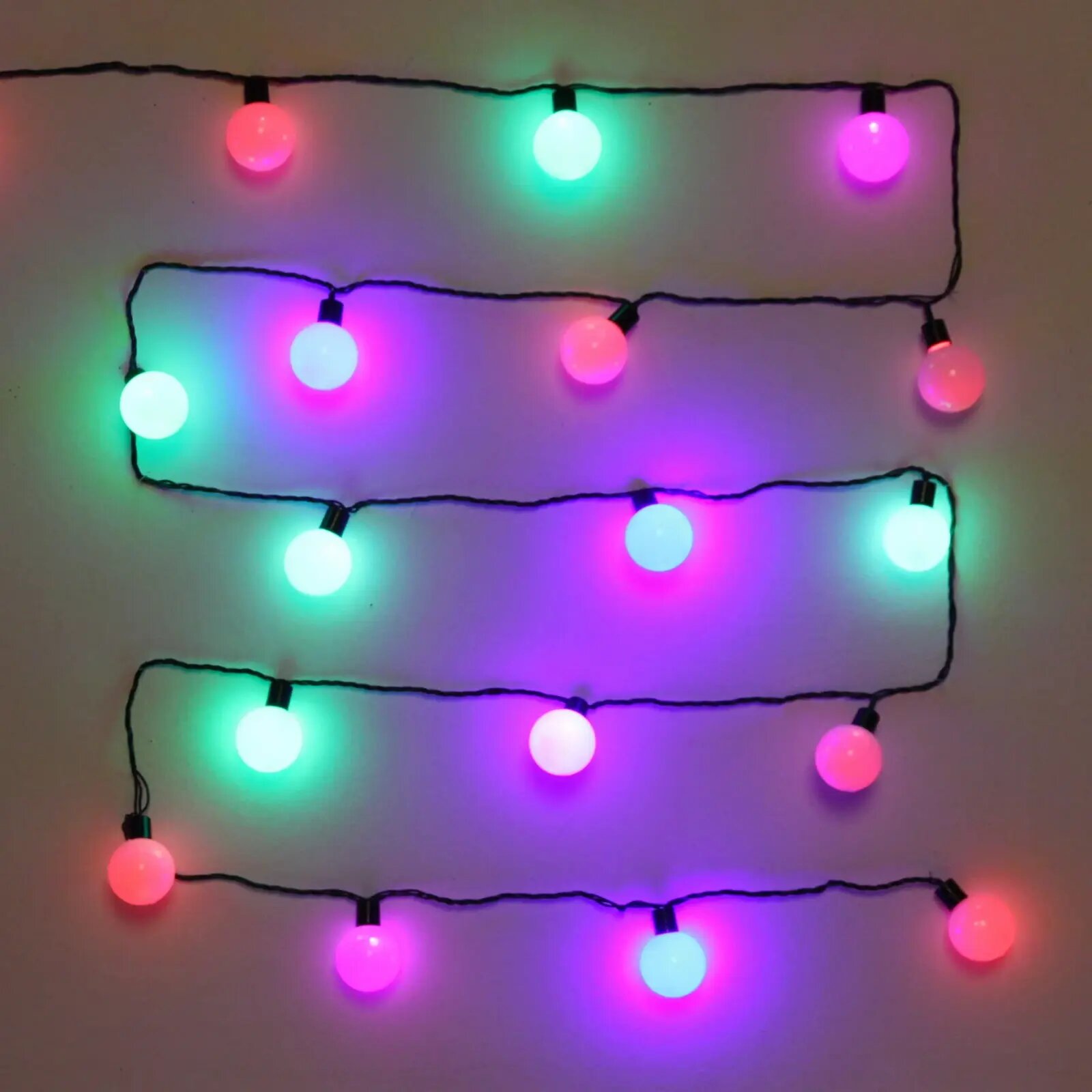 Гирлянда для дома 3м 20 ламп LED с насадками ШАР d-3,5 см, черн. провод, авторежим, IP-20, RG/RB