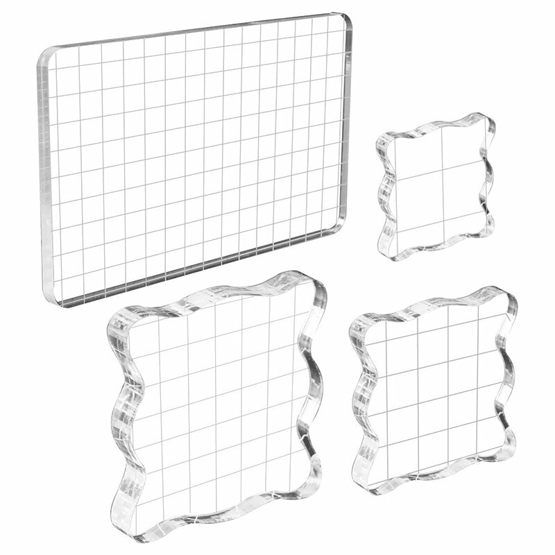 4 шт. блоков штампов, акриловые прозрачные блоки штампов, инструменты с линиями сетки для скрапбукинга, поделок, изготовления