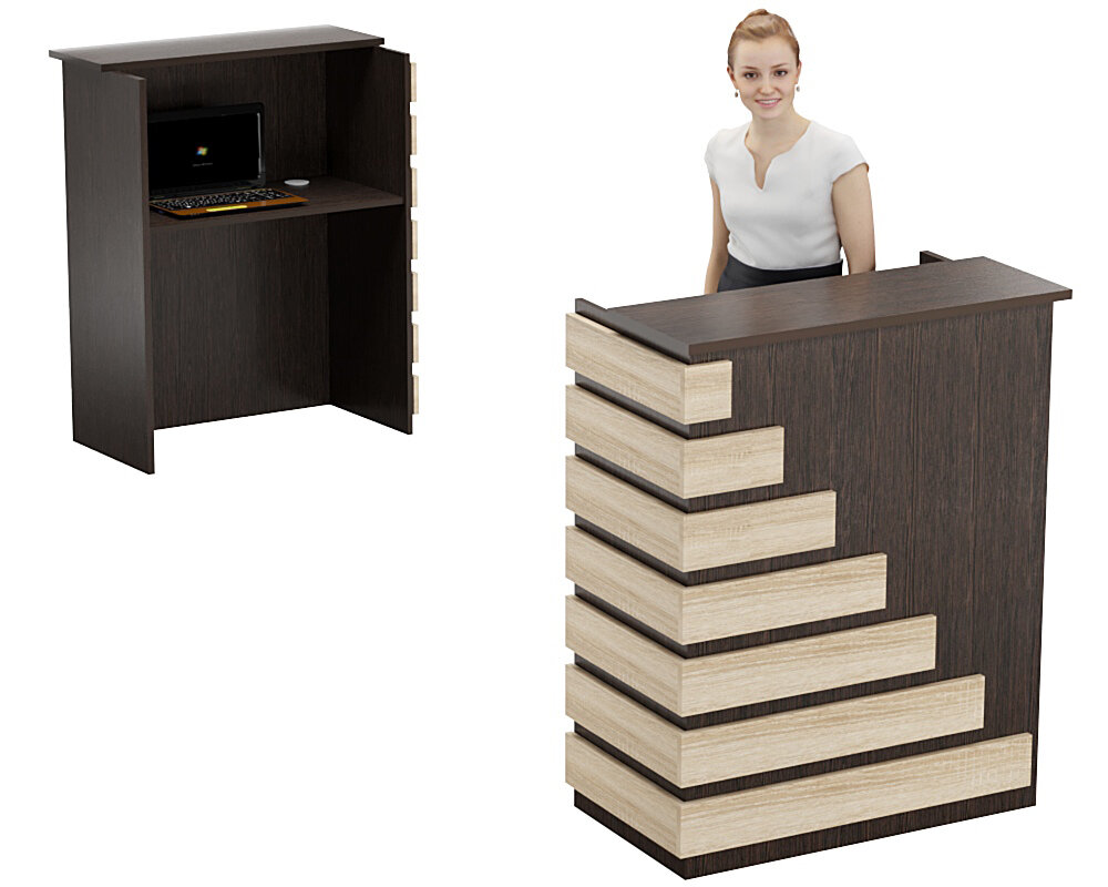 Стойка ресепшен мини серии граунд №2, Дуб Венге и Дуб Сонома