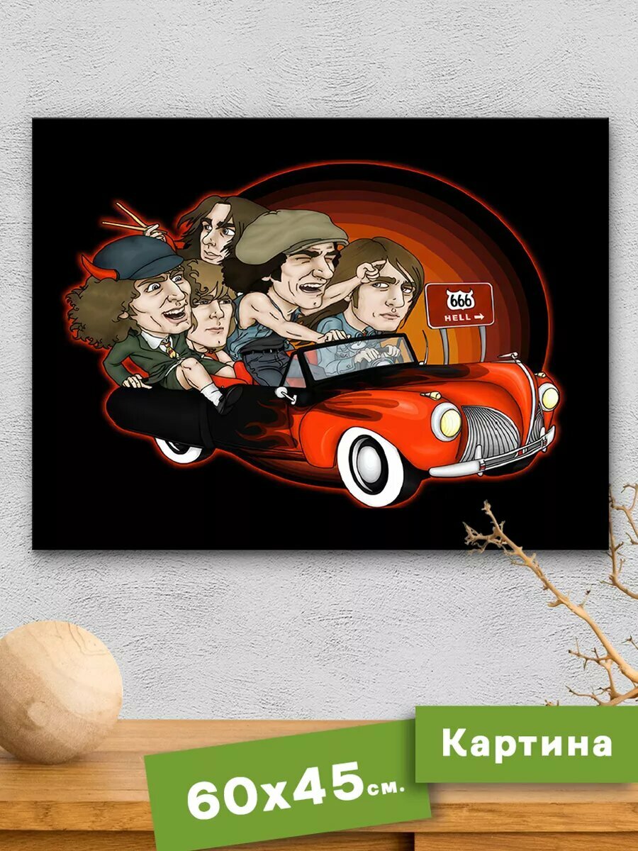 Картина на стену на холсте AC/DC в машине