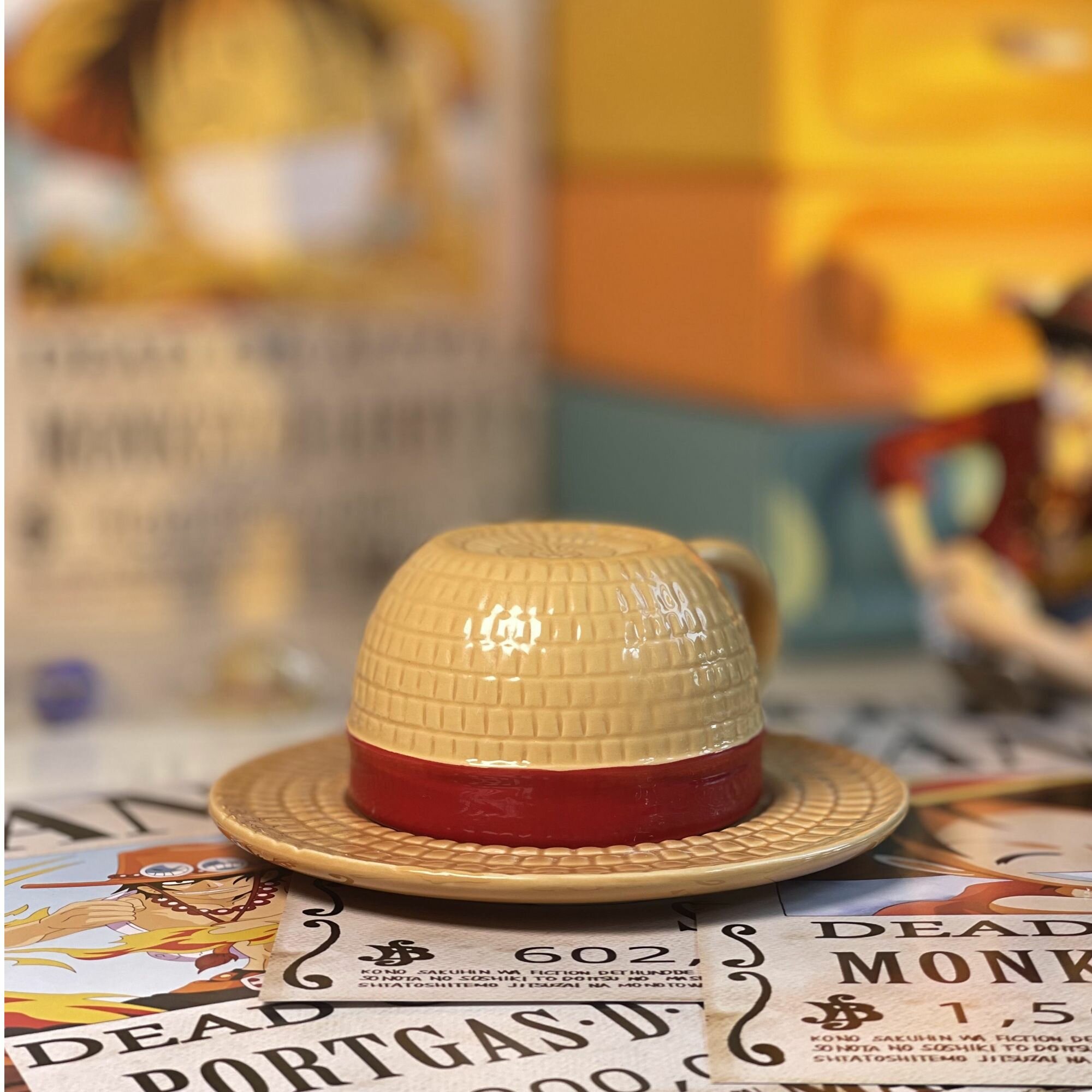 Чашка с изображением шляпы Луффи, Подарок One Piece, Керамическая чашка с изображением шляпы Эйса и Сабо.
