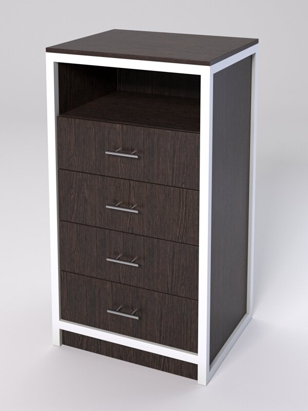 Тумба для офисной техники №4А "стронг" в стиле лофт, Дуб Венге + металлический каркас Белый