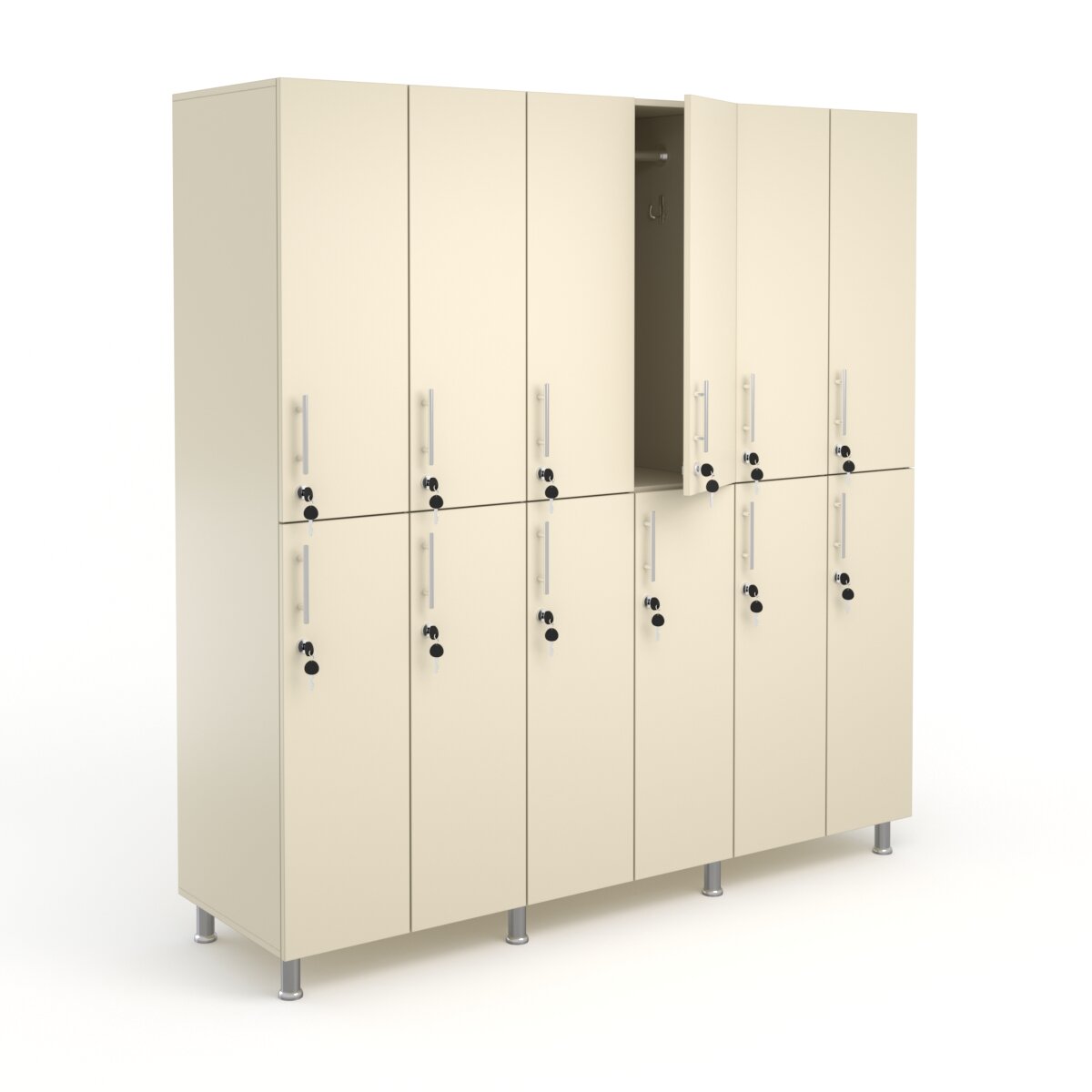 Шкаф для раздевалок 6-секционный 12ти-местный, Крем Вайс. Производитель товара - компания Westcom.