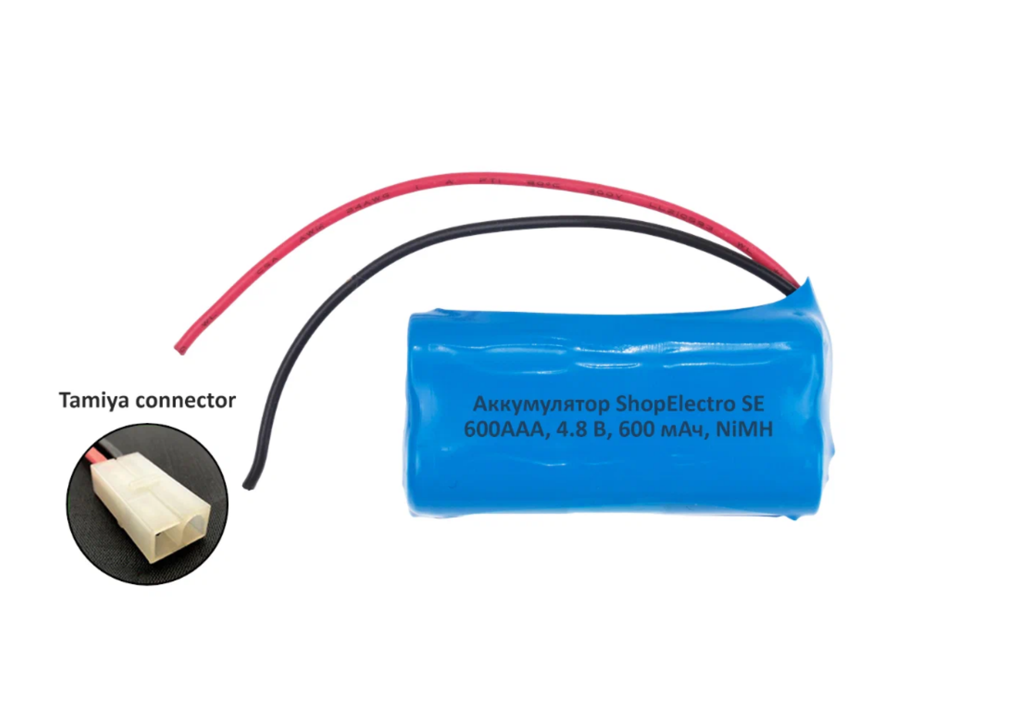 Аккумулятор ShopElectro SE 600ААА, 4.8 В, 600 мАч/ 4.8 V, 600 mAh, NiMH, с коннектором Tamiya (2)