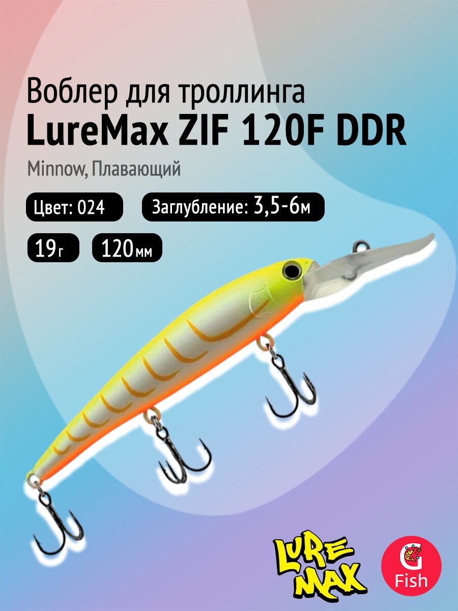 Воблер на судака, щуку, сома для троллинга LureMax ZIF 120F DDR-024 19 г.