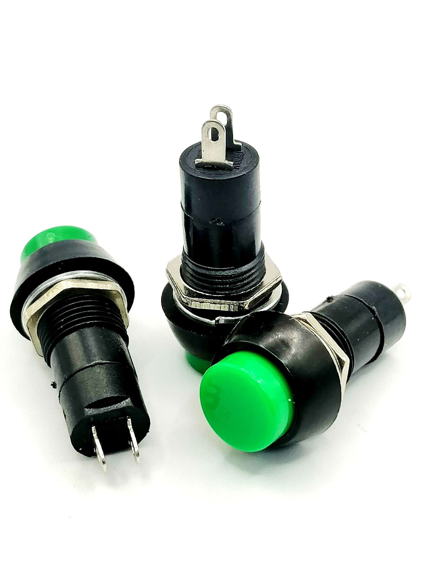 3шт Кнопка PBS-11B на блок без фиксации 12мм круглая зеленая 3A 250V