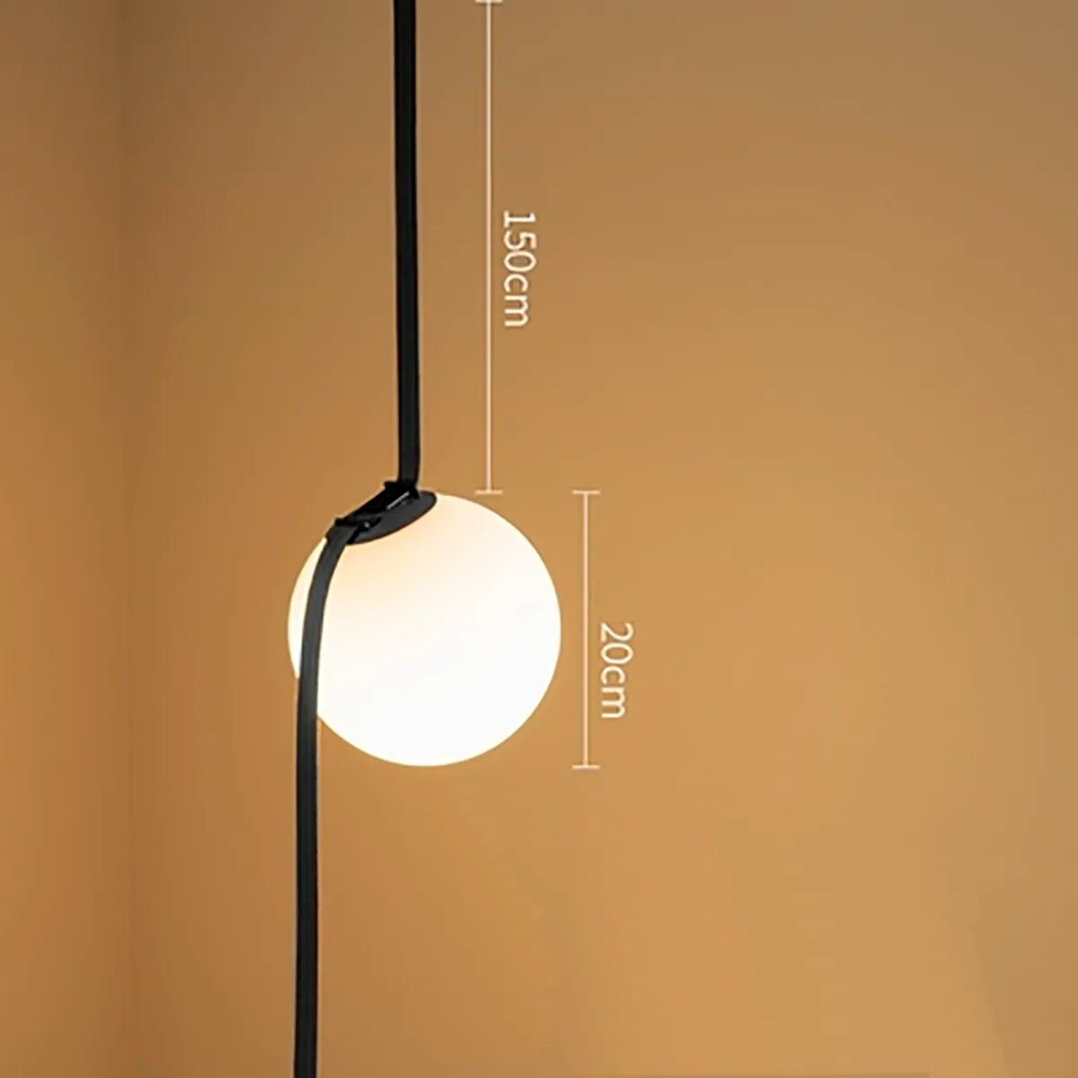 Подвесной светильник сферы на ремнях в стиле Plusminus (один плафон черный ремень 20*150 см)