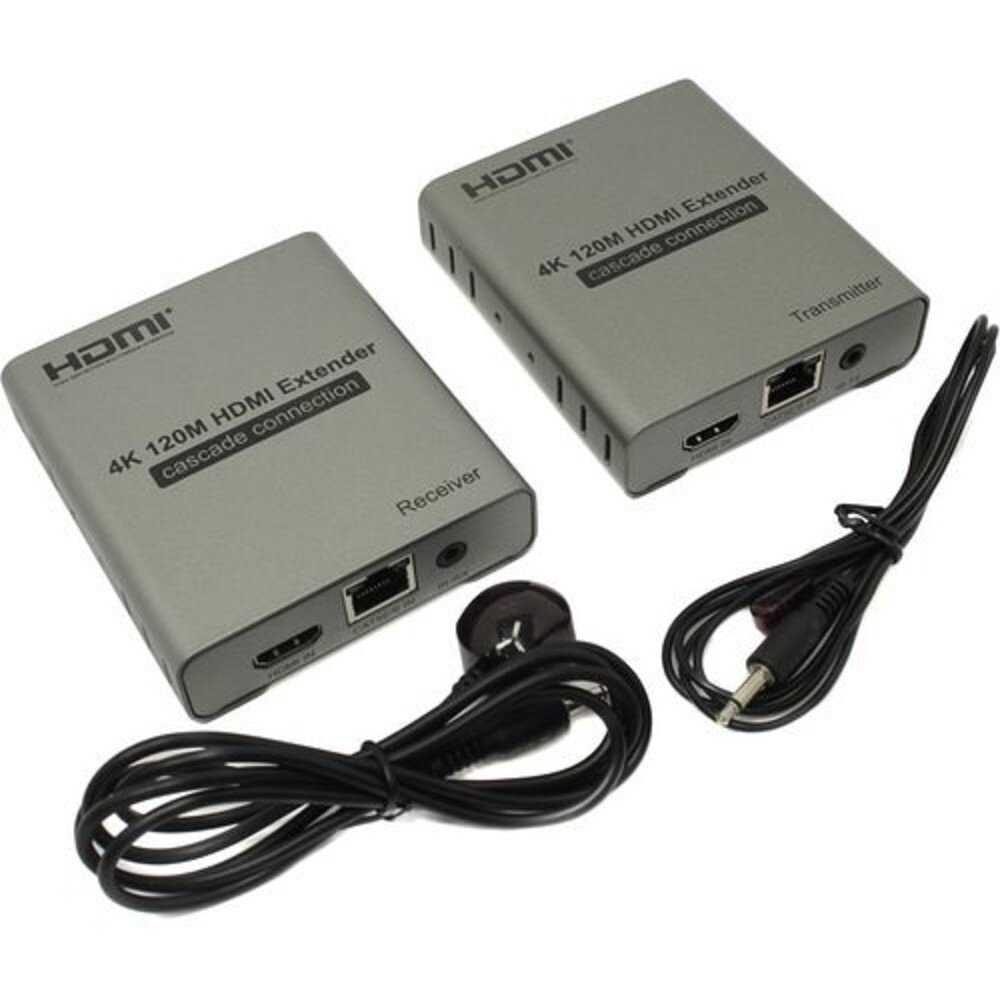 Удлинитель ORIENT VE048, HDMI 4K extender (Tx+Rx), активный удлинитель до 120 м по одной витой паре, HDMI 1.4b, 4K@30Hz / 1080p@60Hz / 3D, HDCP, передача ИК сигнала управления (датчики IR-TX / Rx в комплекте) (30932)