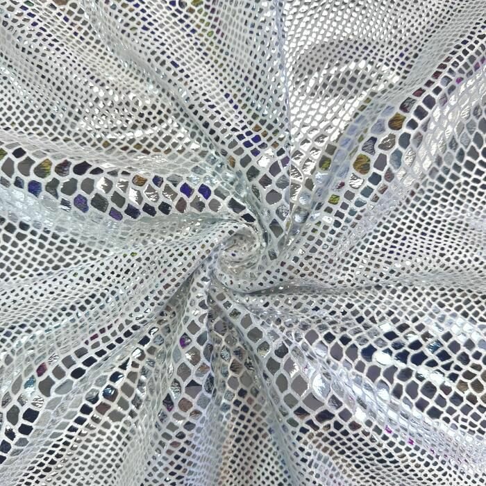 Ткань Бархат- голограмма SV2011 Silver/White (серебро на белом) отрез 100*134см