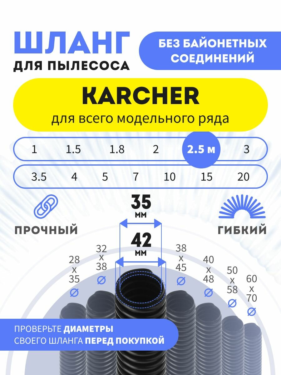 Шланг для пылесоса KARCHER 2.5 м универсальный