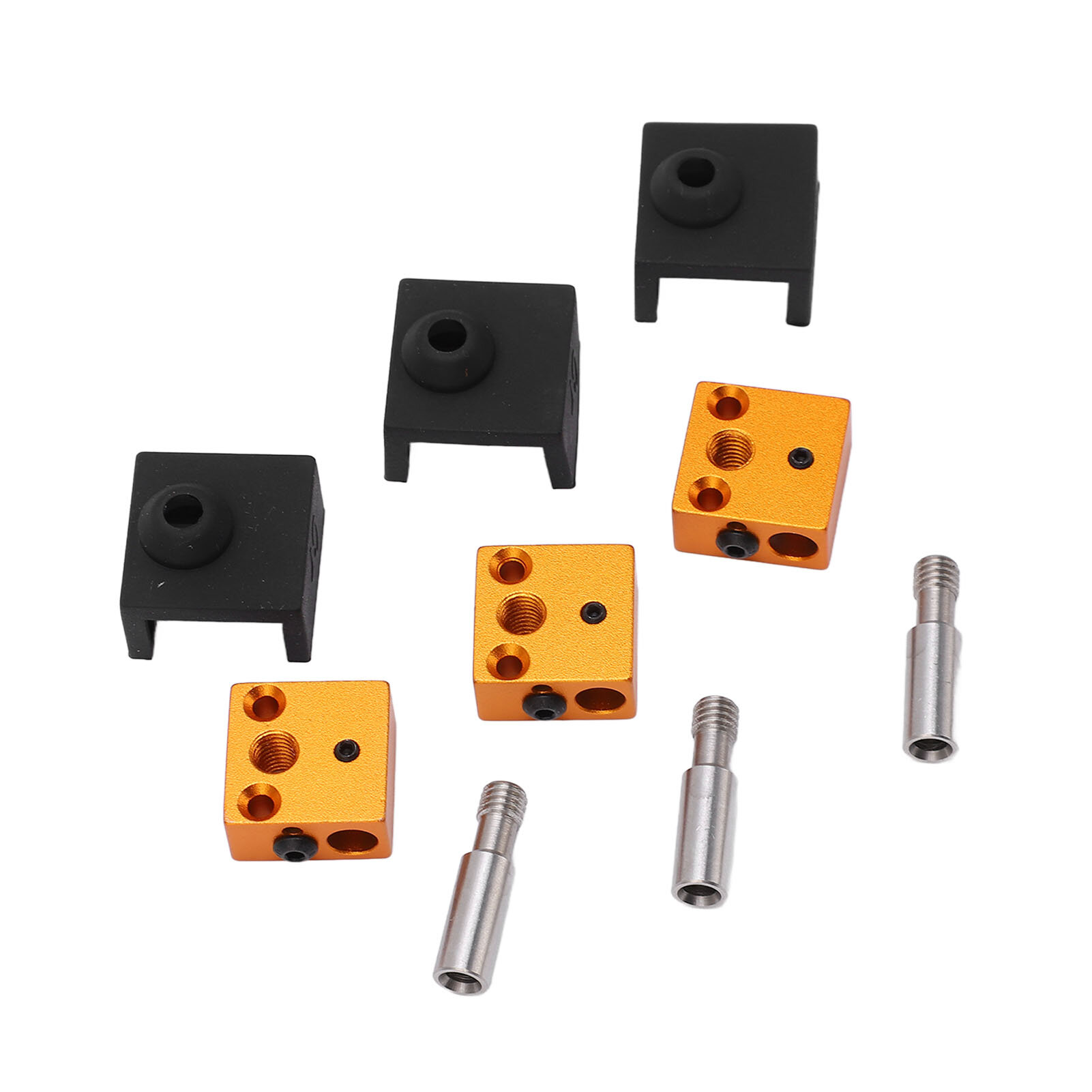 3 комплекта деталей 3D-принтера, силиконовый носок, алюминиевый нагревательный блок, горло из нержавеющей стали для MK7 MK8