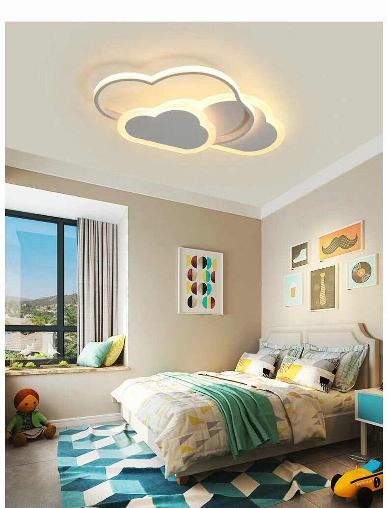 Потолочный Светильник С Скандинавскими Белыми Облаками, Сердечками И Звездами. Светодиодное Освещение Для Украшения Дома. Подходит Для Детских Комнат И Спален.