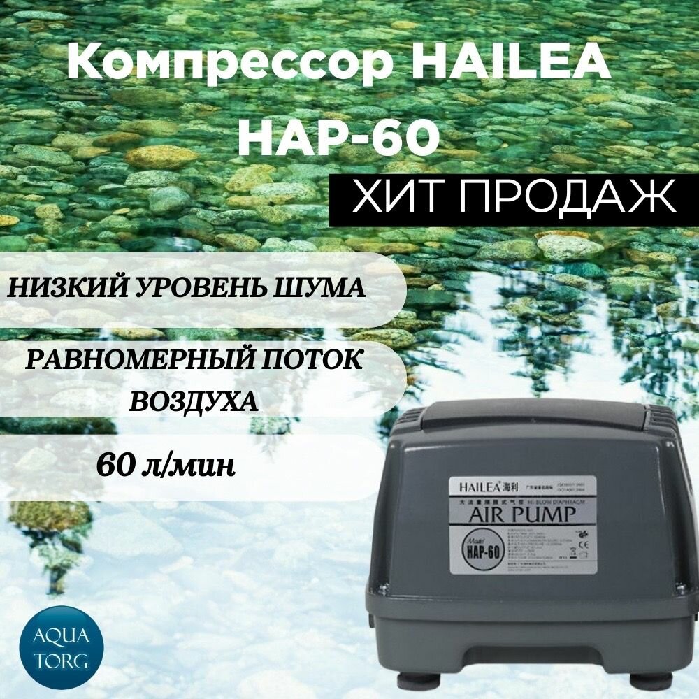 Компрессор Hailea HAP 60. Компрессор для септика, для канализации, для пруда. 60 л/мин.