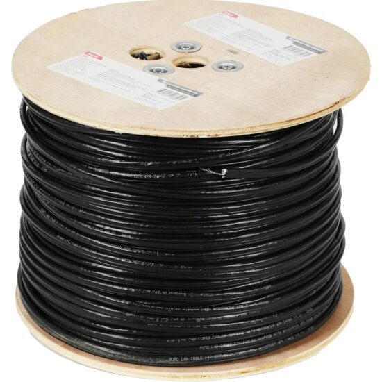 Кабель сетевой Buro BU-COP-050-FTP-OUTDOOR FTP 4 пары cat.5E solid 0.50мм Cu 305м черный outdoor стальной трос