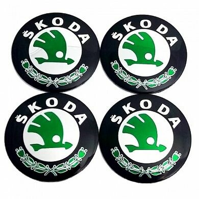 Колпачки (заглушки) на литые диски Skoda d56/52 зеленые комплект 4шт