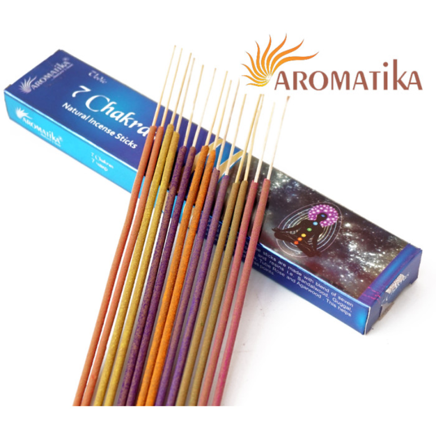 Vedic 7 CHAKRAS Natural Incense Sticks, Aromatika (семь чакр натуральные ароматические палочки, Ароматика), 15 г.