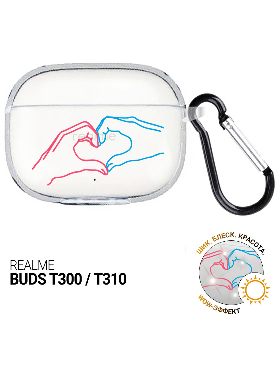 Чехол на Realme Buds T300 / T310 с принтом "Fall in Love" прозрачный