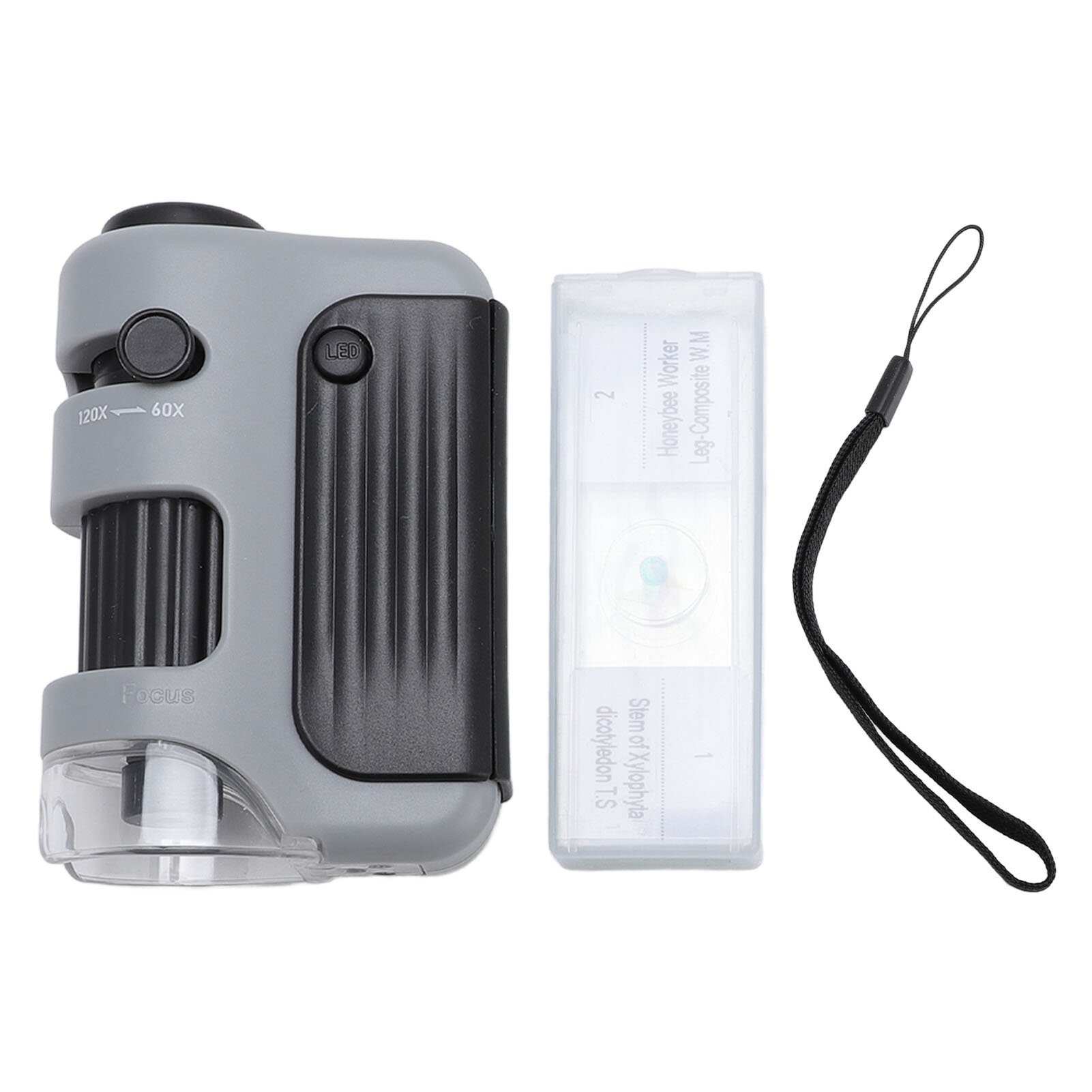 Карманный микроскоп 120X со светодиодной подсветкой, портативный, ручной, для использования в учебных классах и лабораториях.
