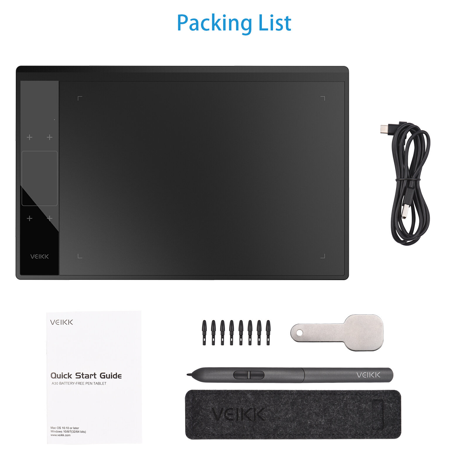 Графический планшет для рисования, большая активная область 10 x 6 дюймов, сенсорное управление с помощью интеллектуальных жестов, 8192 уровней, графический планшет для рисования под давлением, с 8 наконечниками пера