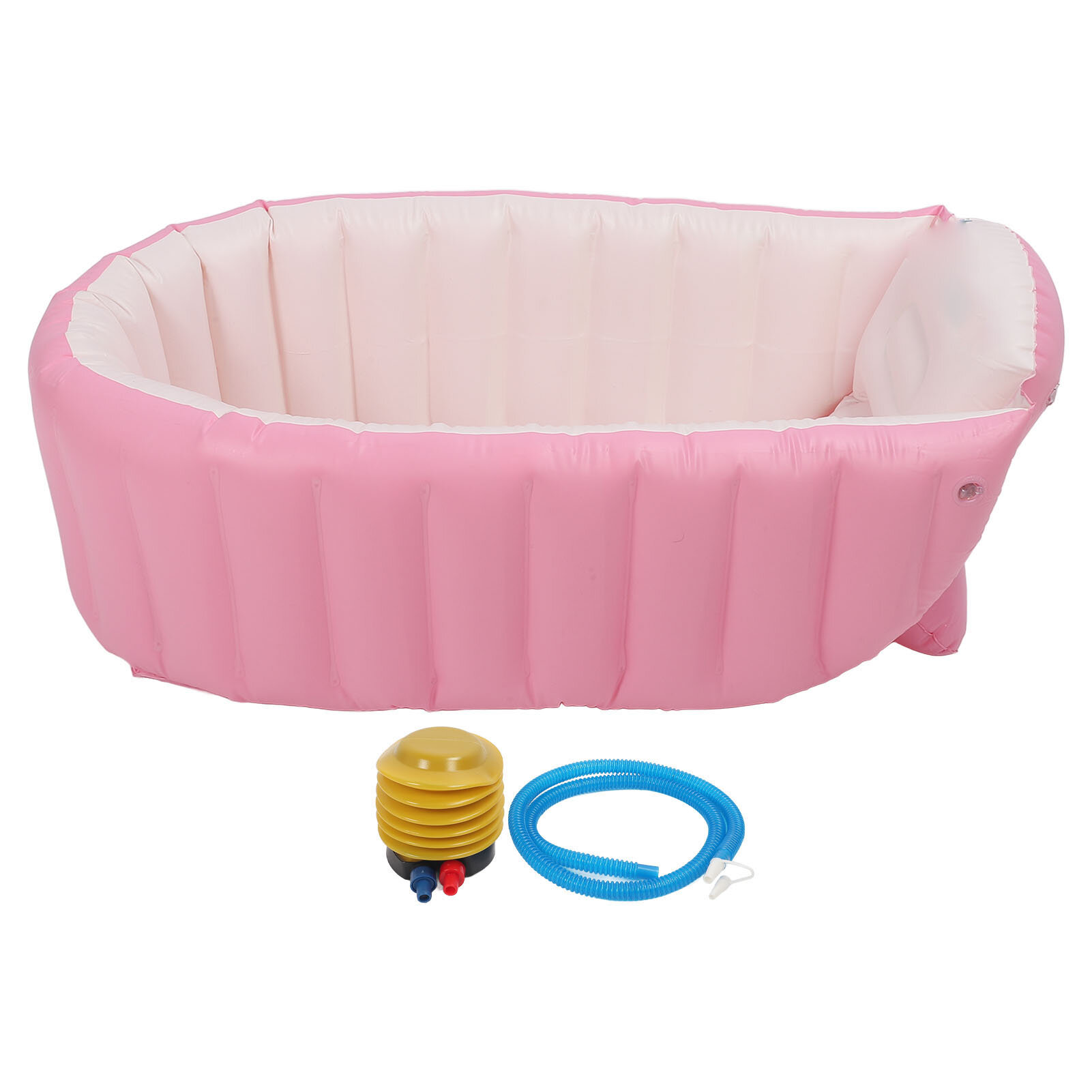 Надувная детская ванночка с воздушным насосом, эргономичная спинка, противоутечка, складная ванночка для малышей, душевая кабина для дома и улицы, розовая
