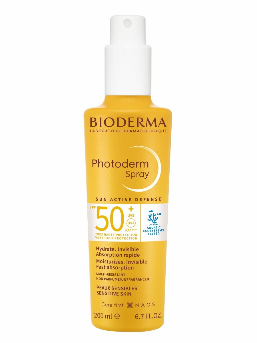 Биодерма Фотодерм (Bioderma Photoderm) Спрей солнцезащитный для лица и тела SPF50+, 200 мл