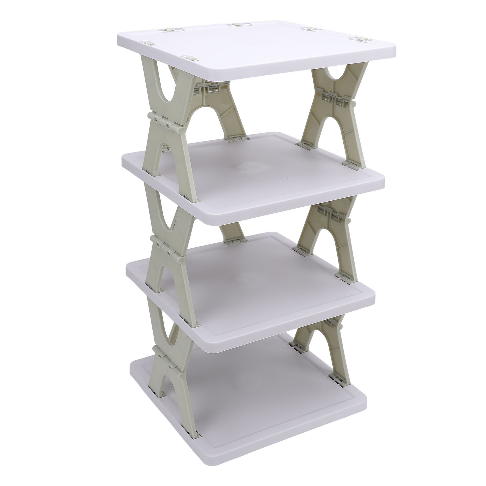 4-х уровневая складная полка для обуви узкая маленькая экономящая место обувная полка для шкафа входная дверь прихожая спальня серая без сборки