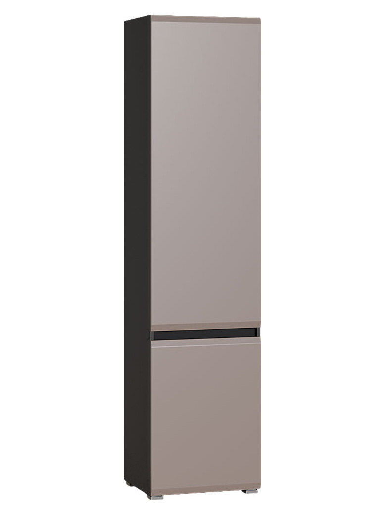 Распашной шкаф-пенал для одежды и хранения вещей Сидней с полками, 50х41.3х205.2 см, Антрацит / Веллюто Капучино