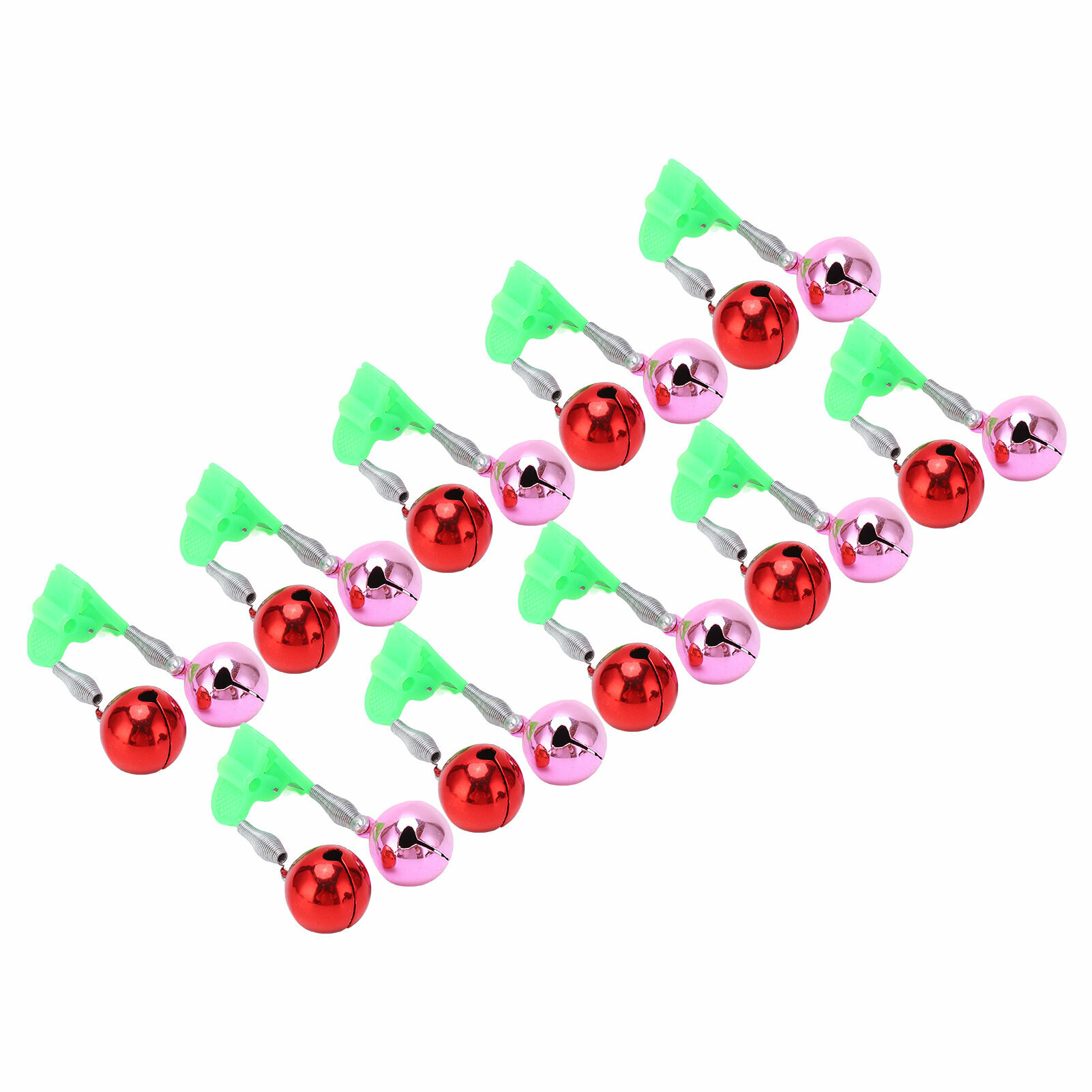 10 Pcs Fishing Rod Alarm Dual Alert Bells Clips with 2 Holes of Different Sizes for Night