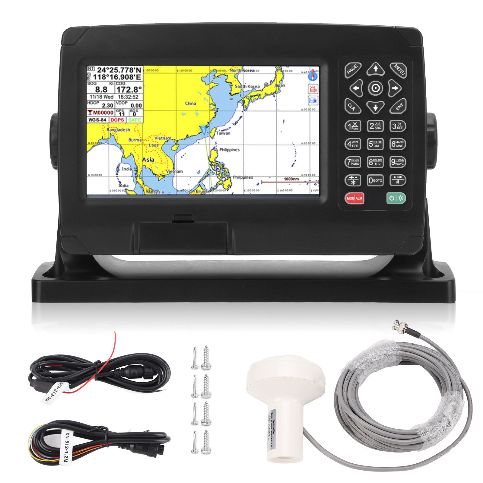 GPS-навигатор с системой двойных карт и антенной GNSS, водонепроницаемый IPX6 для морских судов