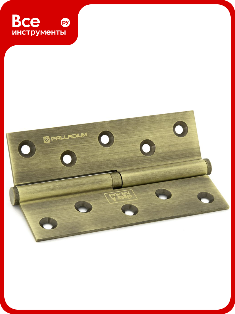 Дверная петля Palladium N 613-5" AB левая, латунная, покрытие античной бронзы, врезной монтаж, карточный тип