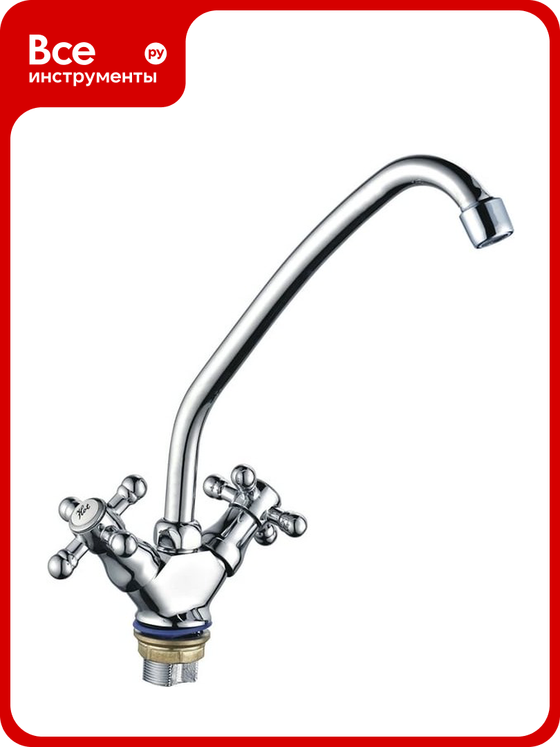 Смеситель для кухни Профсан ПСМ тип см-мдцба PSM-127-89 с поворотным изливом, керамической кран-буксой и хромированным к