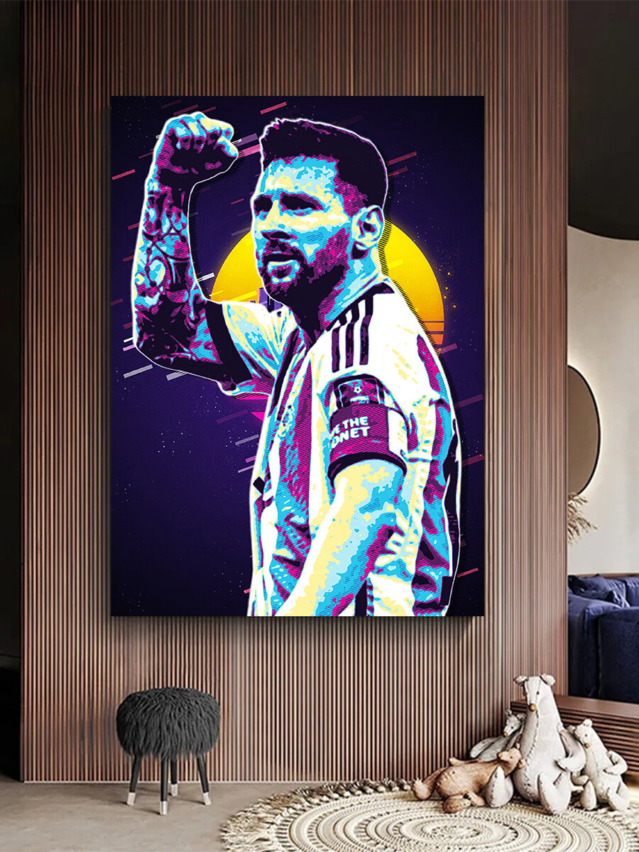 Картина на стену - "Футбол, Лионель Месси / Lionel Messi" , 50х70 см.