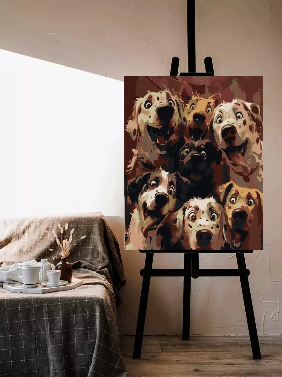 Картина по номерам Собаки Животные Семья