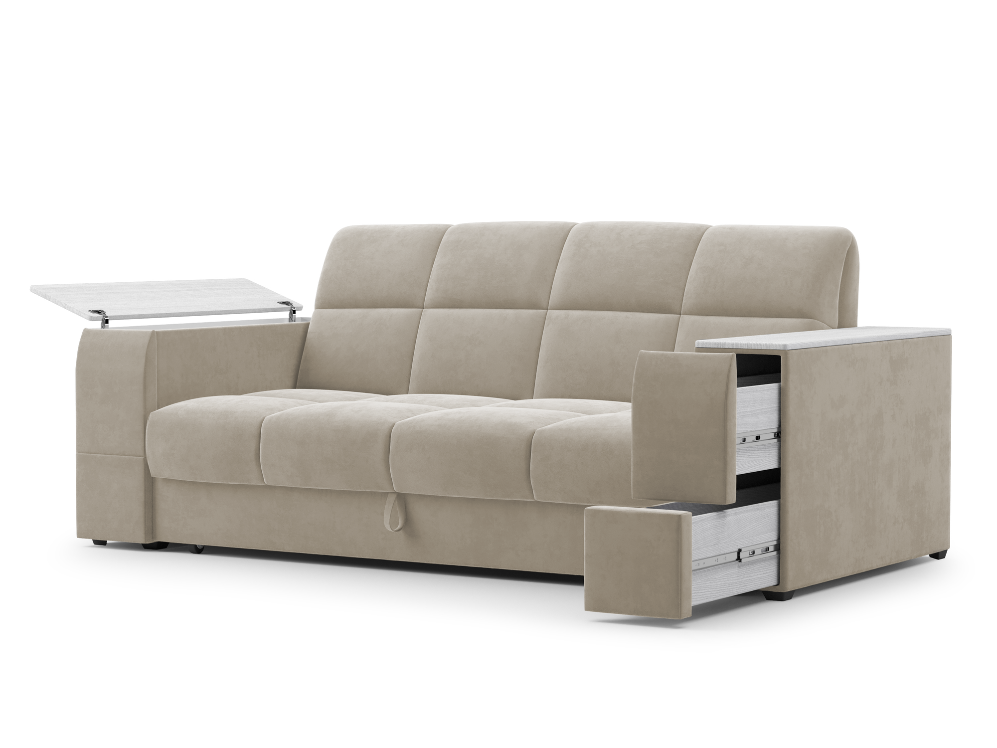 Диван-кровать Флай, аккордеон, подлокотники короб+ящики, 160*200 с ортопедическим основанием, съемный чехол, велюр.