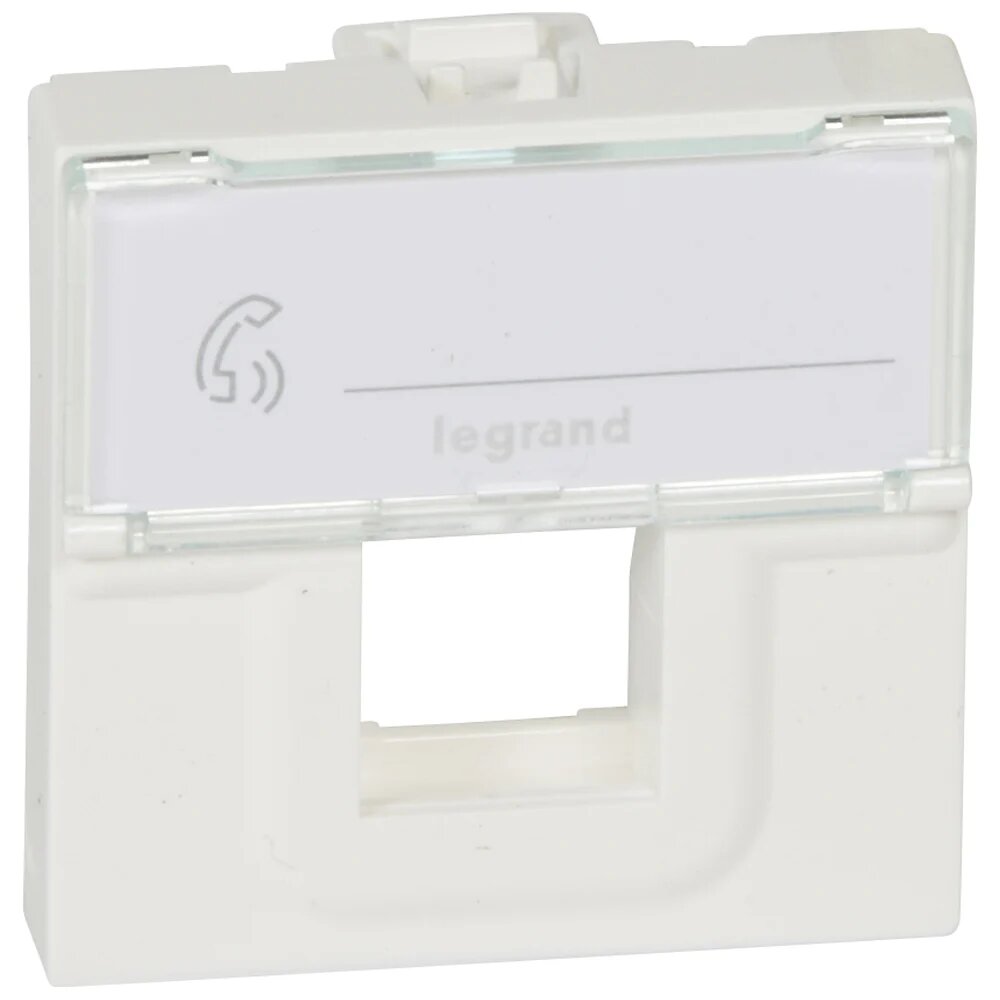 Legrand Лицевая панель для информационных розеток Legrand Mosaic 2 модуля для 1 коннектора формата Keystone с полем для надписи белый 078604