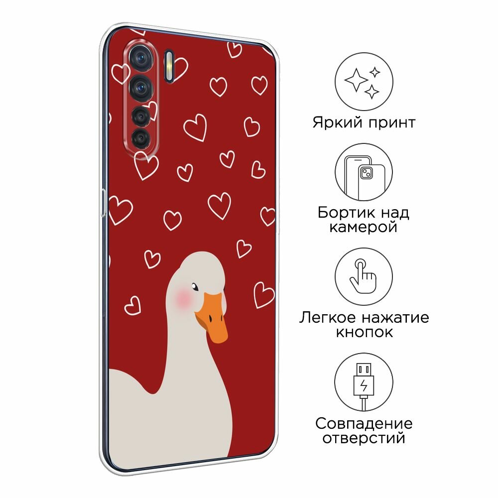Чехол на Oppo A91/Reno 3 / Оппо A91/Рено 3 с принтом "Влюблённый гусь 1 - 14 февраля" — фото 1