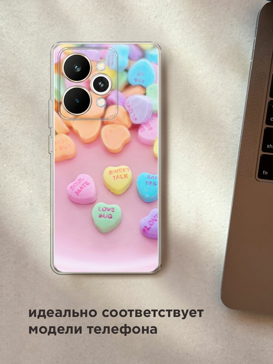 Чехол на Realme 15 Pro / Реалми 15 Про с принтом "Конфетки сердечки 2" — фото 1
