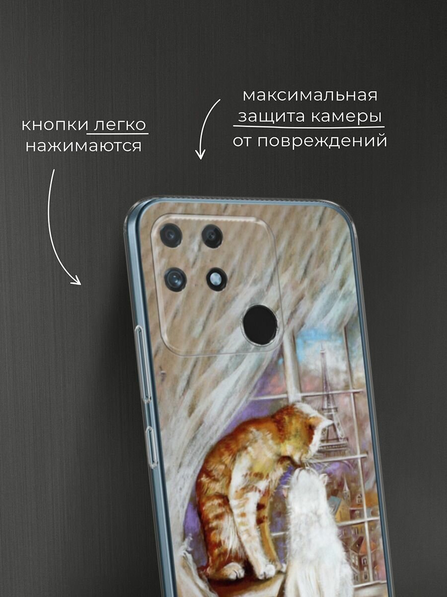 Чехол на Realme Narzo 50A / Реалми Нарзо 50A с принтом "Влюбленные котики 1" — фото 1