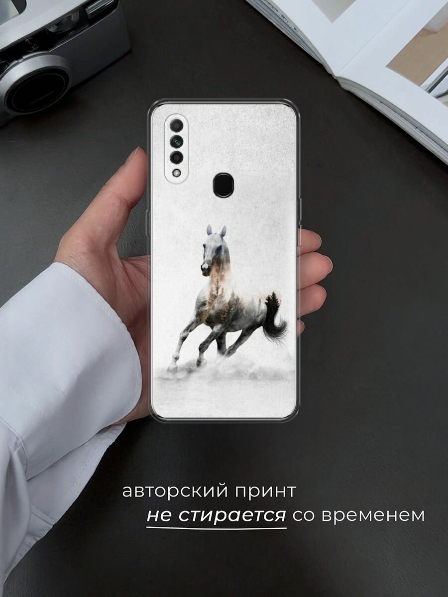 Силиконовый чехол на Oppo A31 / Оппо А31 с принтом "Лошадь лес" — фото 1