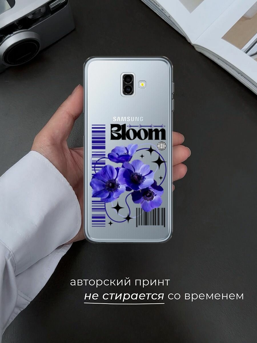Чехол на Samsung Galaxy J6 + / Самсунг Галакси J6 Плюс 2018 с принтом "Завораживающие анемоны", прозрачный — фото 1