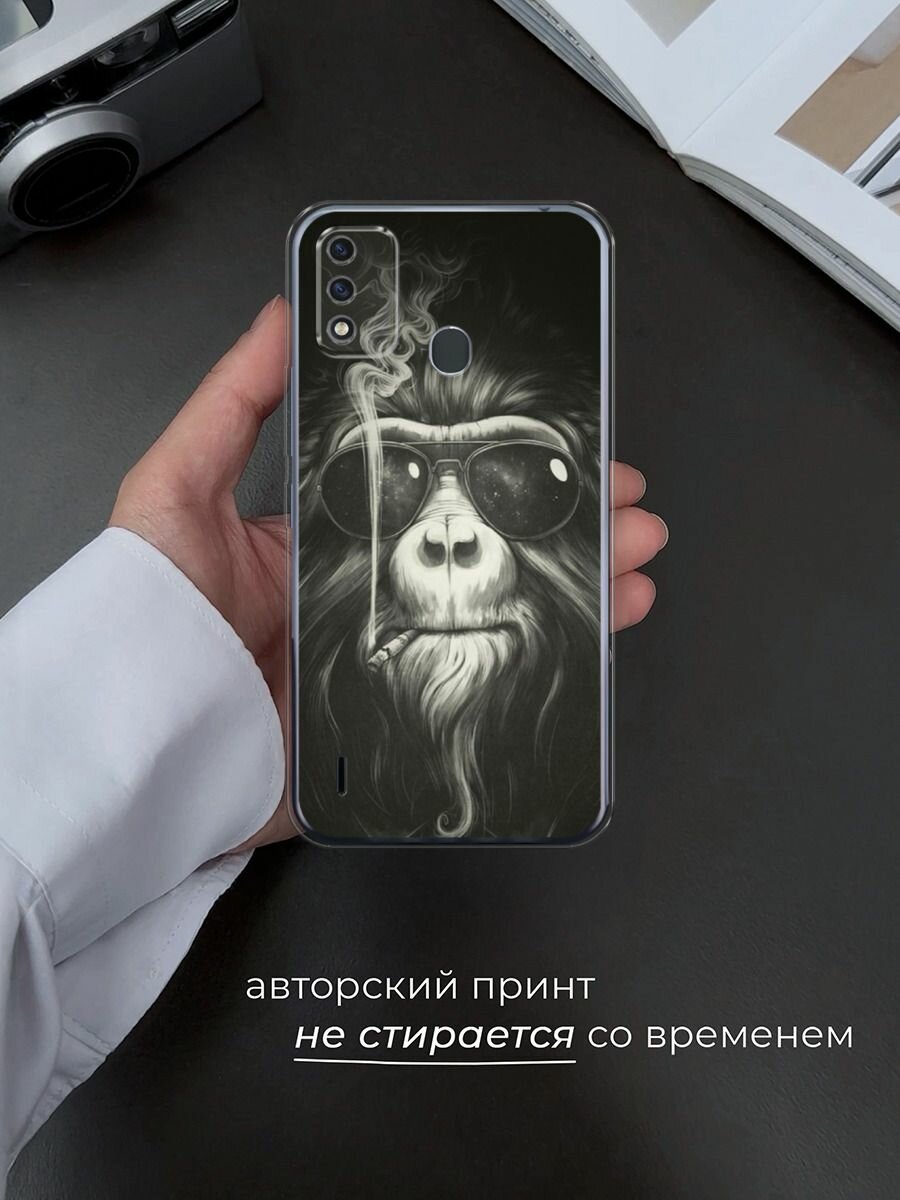 Силиконовый чехол на Itel A48 / Ител А48 с принтом "Обезьяна в очках" — фото 1