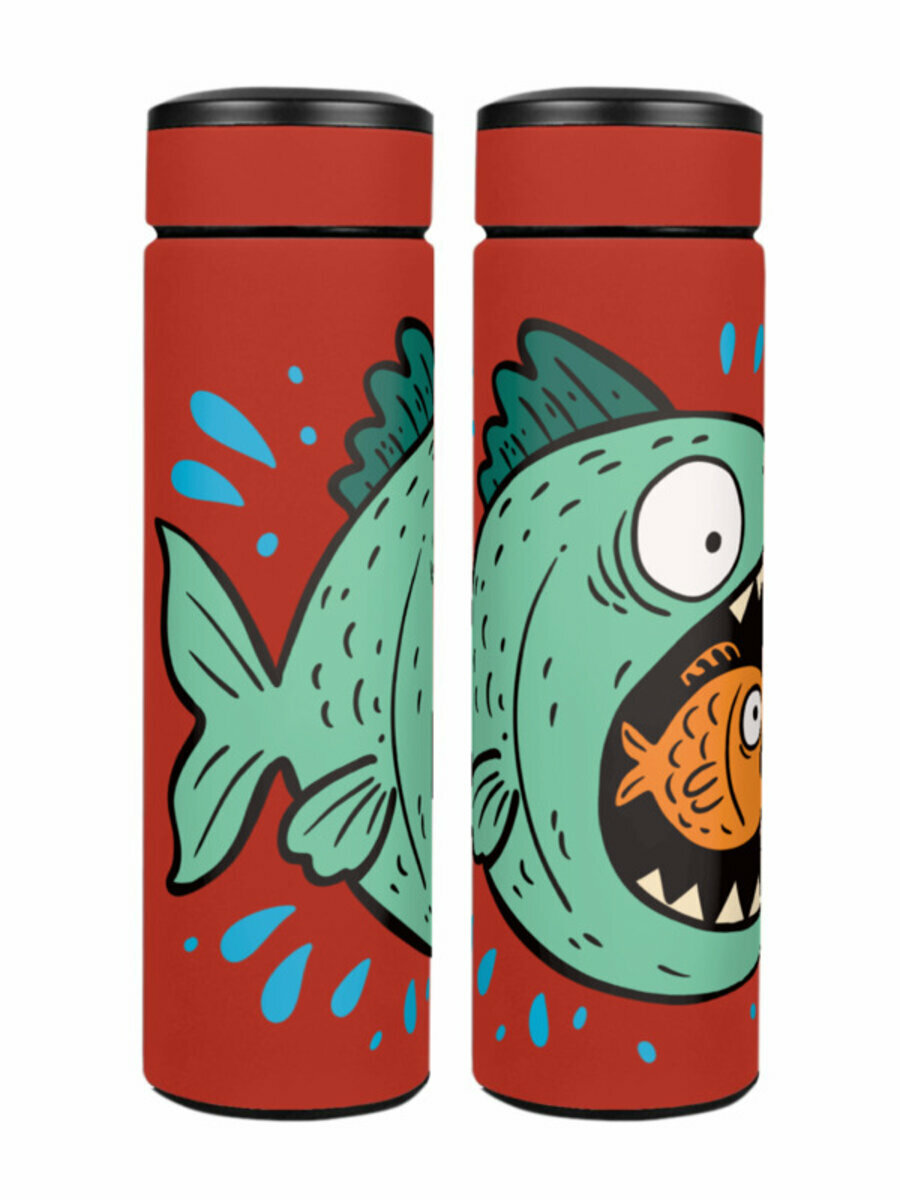 Термос «Большая и маленькая рыба» (красный)
