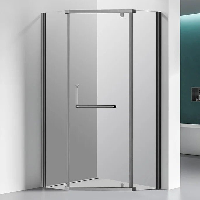 Душевой уголок Veconi Rovigo RV-36GR 100х100 см, профиль брашированный графит, стекло прозрачное RV36GR-100-01-C5