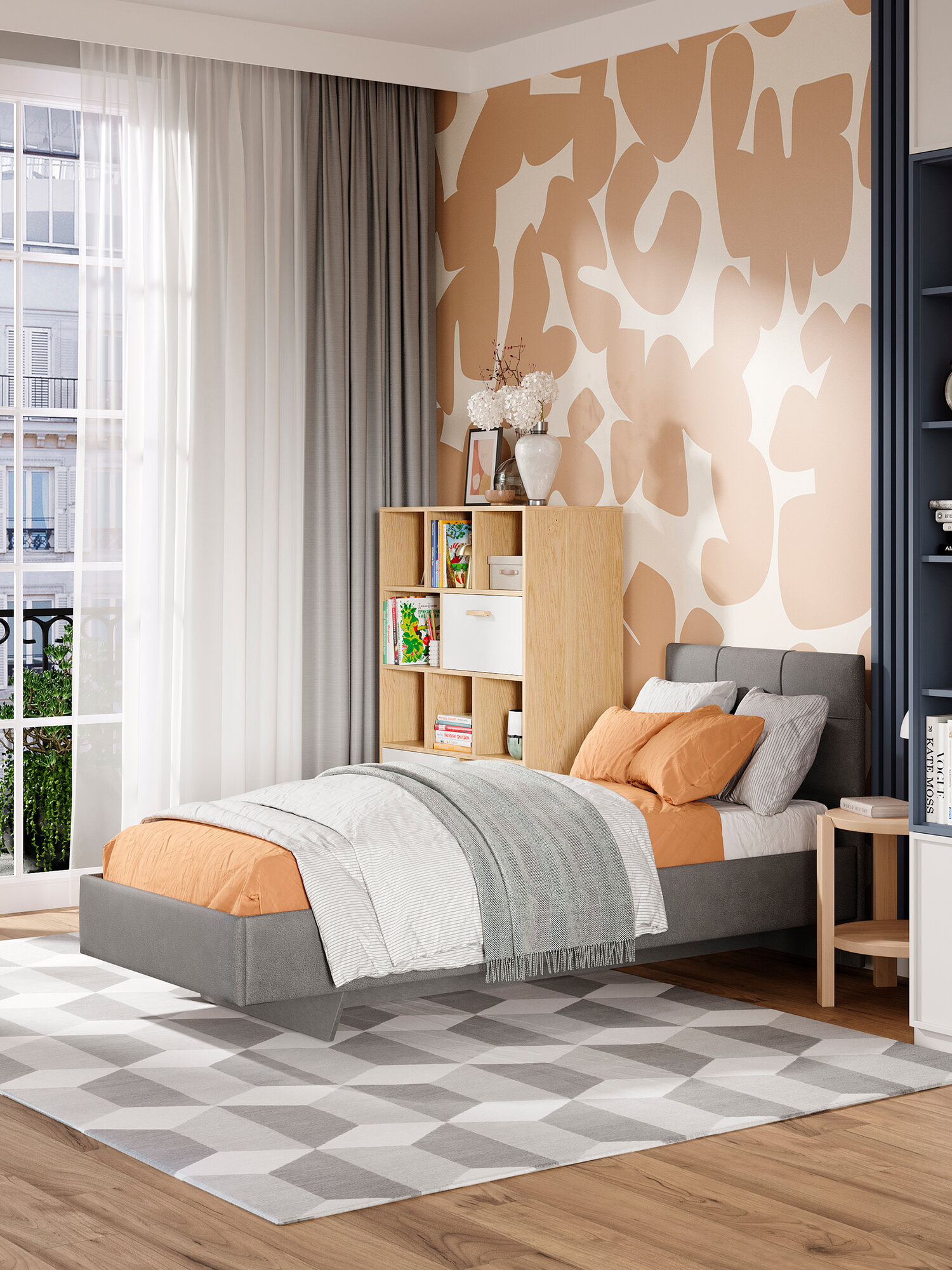 Кровать без ПМ «Элис» Тип 1 (без подъемного механизма) Велюр ultra grafit