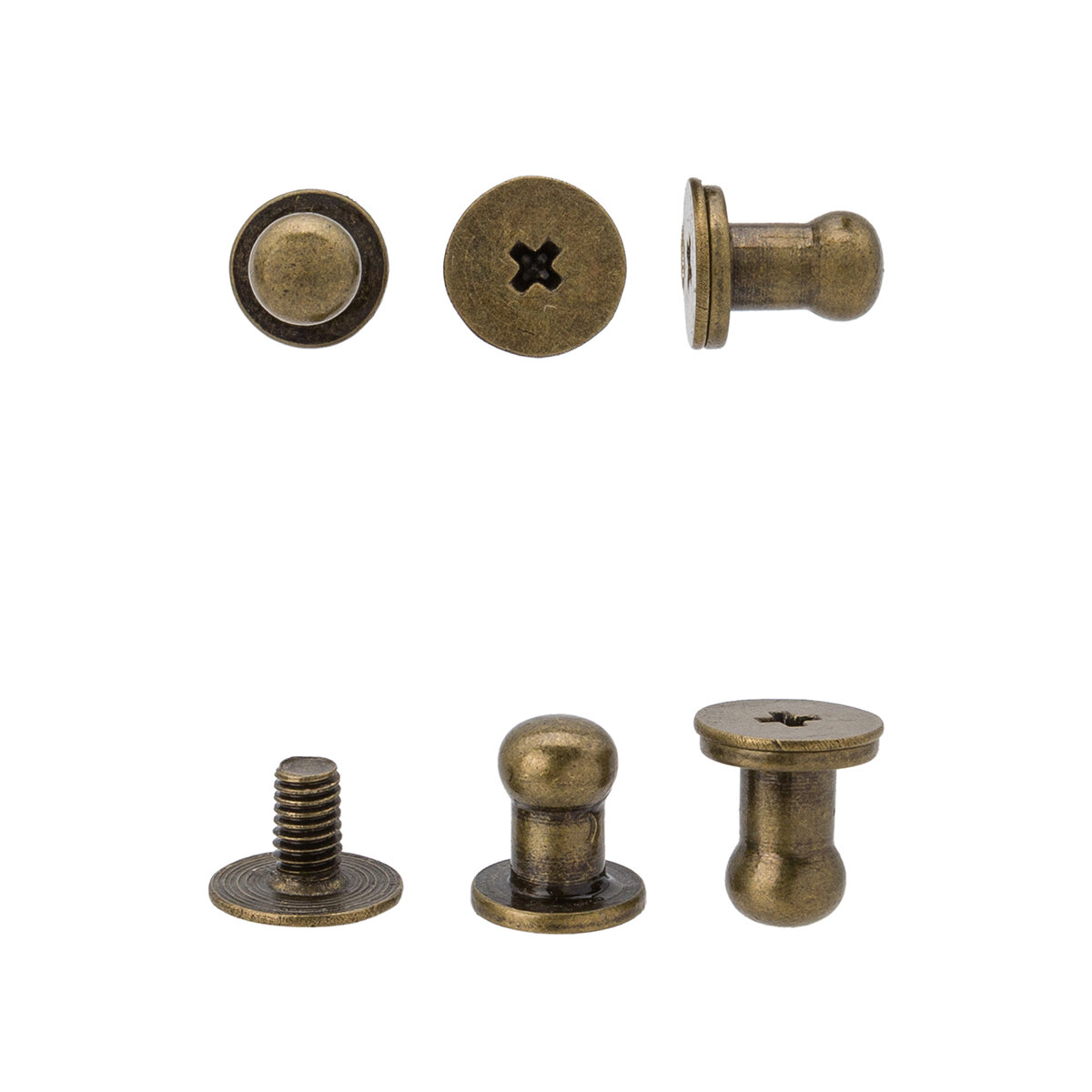 Кобурный винт для ремней и сумок, д 5 мм, цвет антик, 10 штук