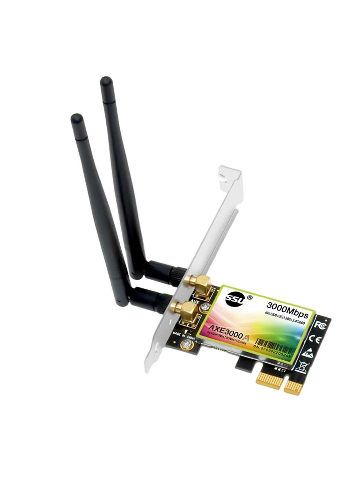 5374Mbps WiFi6E PCIe Wireless Network Card SU-AXE3000 2.4G/5G Dual-band Adapter with Antennas for Desktops Computer