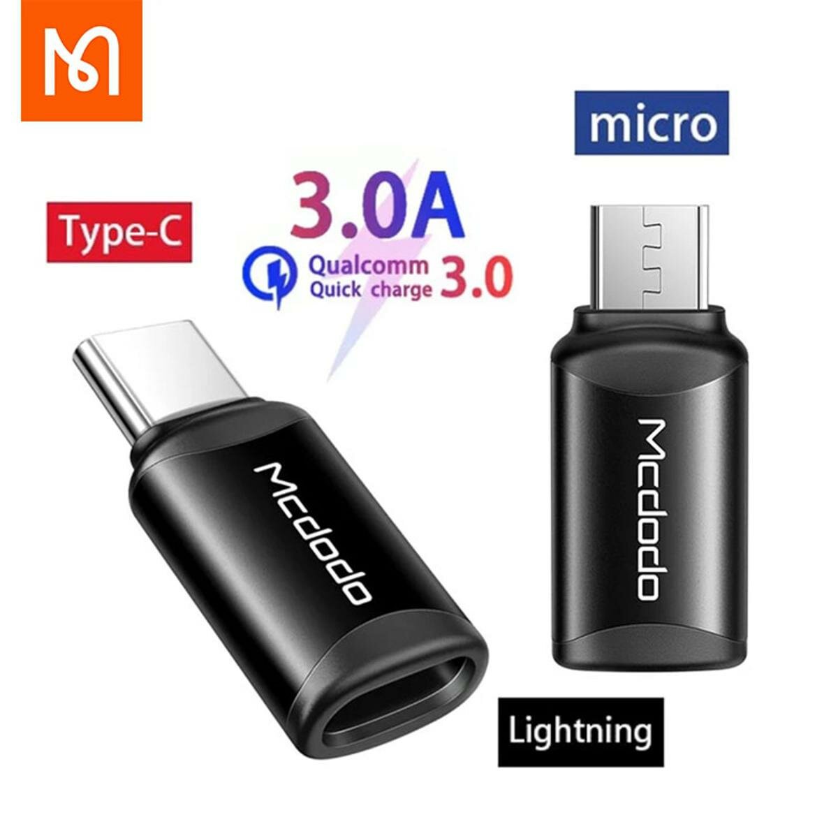 Mcdodo USB OTG Lightning в Type C/Micro конвертер 3A быстрое зарядное устройство адаптер Type C в Lightning/Micro для iP
