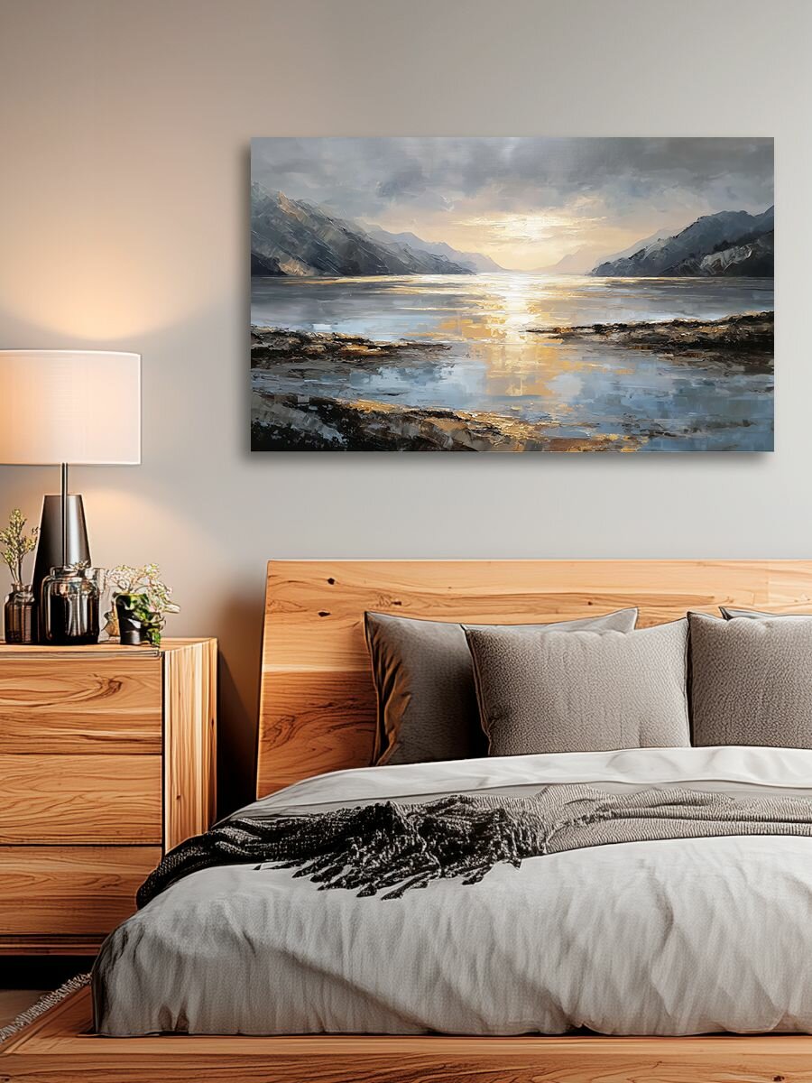 Картина на холсте LOFTime 60х100 Море горы закат масло КБ-1969-60100