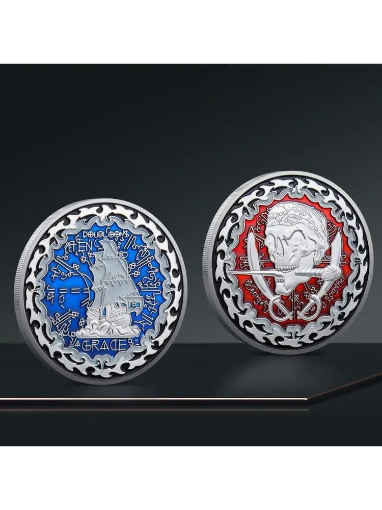 Пиратский череп памятная монета серебряный медальон