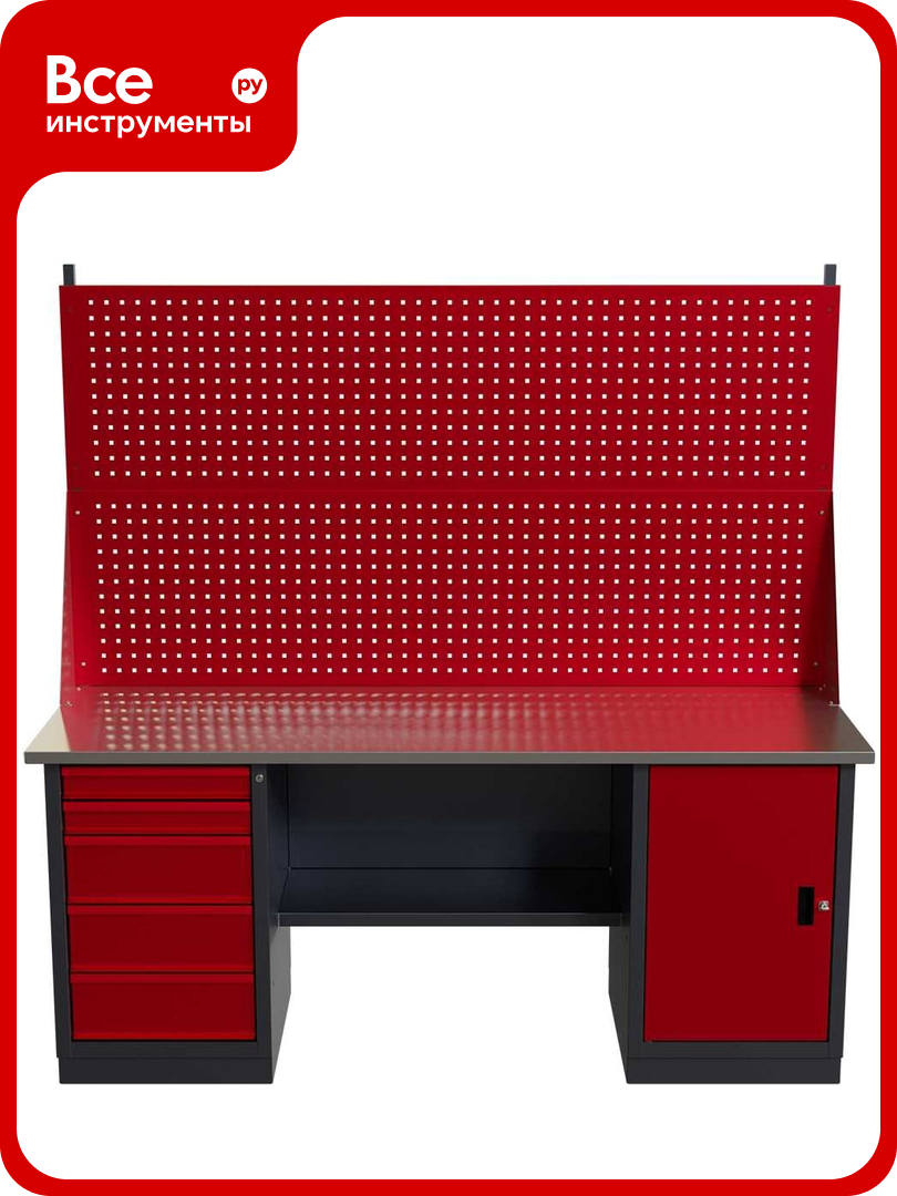 Слесарный двухтумбовый верстак с двойным экраном IRONMEBEL worky wk-5/wk-0 1900 M-IM00201K